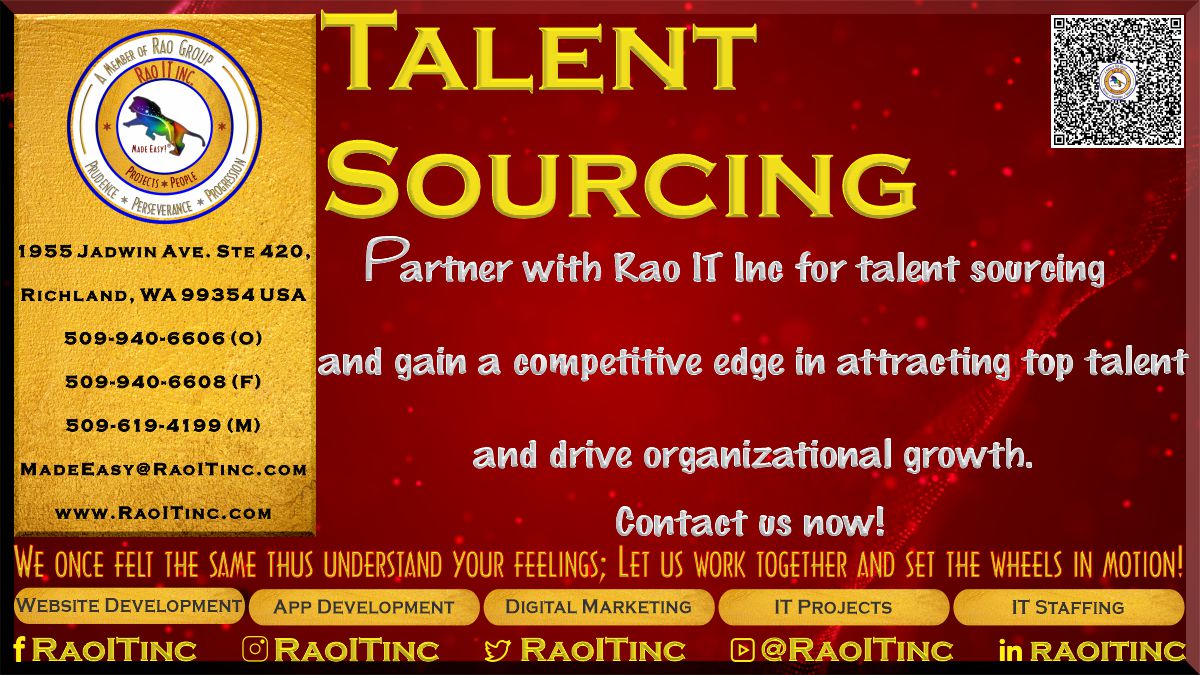 Talent Sourcing company near me. Tri cities Richland WA - Rao IT inc ...